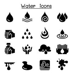 Water pollution ecology problem icon set in thin Vector Image