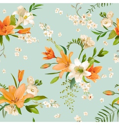 Spring lily flowers backgrounds - seamless pattern