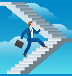 Flat business people climbing up the stairs Vector Image