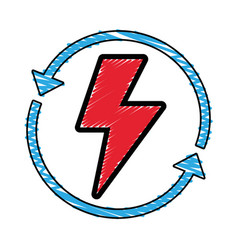 Line energy hazard symbol with arrows around Vector Image