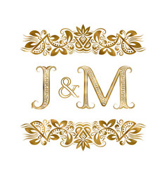 J and m vintage initials logo symbol letters Vector Image