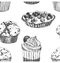 Seamless monochrome pattern with hand drawn line Vector Image