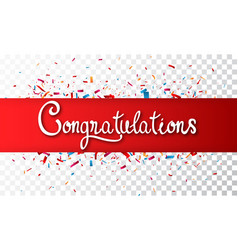 Congratulations design with ribbon and confetti Vector Image