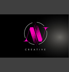 Pink av brush stroke letter logo design pink Vector Image