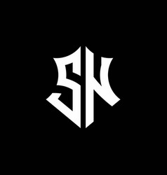 Sn monogram logo with shield shape design template