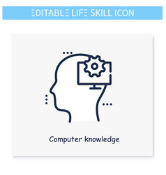 Computer skill line icon editable Royalty Free Vector Image