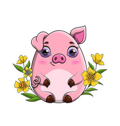 Cartoon pig playing in mud Royalty Free Vector Image