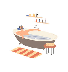 Girl washing her face with special skincare soap Vector Image