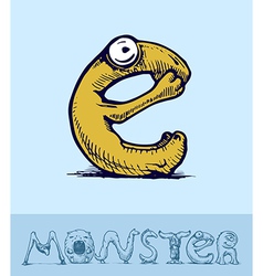 Cartoon capital letter e from monster alphabet Vector Image