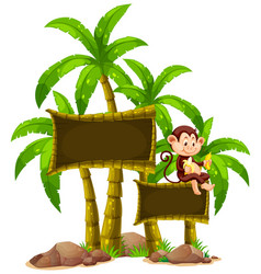Frame design with monkeys on coconut tree Vector Image