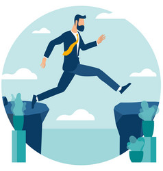 Jumping over ravine Royalty Free Vector Image - VectorStock