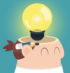Boy thinking and get bright idea Royalty Free Vector Image