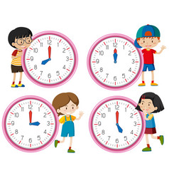 Cute children clock template Royalty Free Vector Image