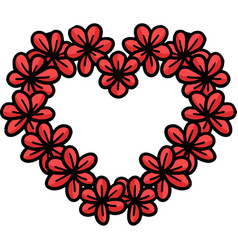 Heart flower cartoon colored clipart Royalty Free Vector