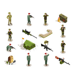 Army isometric icon set Royalty Free Vector Image