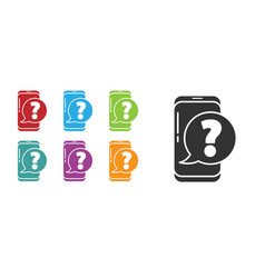 Black mobile phone with question icon isolated Vector Image