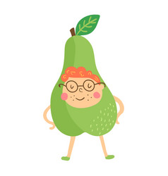 Pear cartoon character Royalty Free Vector Image