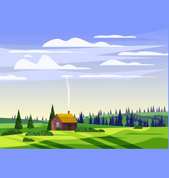 Rural countryside landscape farmhouse spring Vector Image