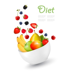 Fresh fruit and berries salad Royalty Free Vector Image