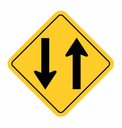 Usa traffic road sign warning of divided hightway Vector Image