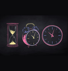 Chalk drawn alarm clock Royalty Free Vector Image