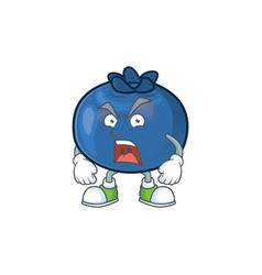 Angry fresh blueberry character design with mascot