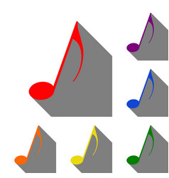 Music note sign set red orange yellow green Vector Image