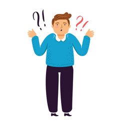 Stickman cartoon man standing with question mark Vector Image