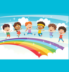 Rainbow children Royalty Free Vector Image - VectorStock