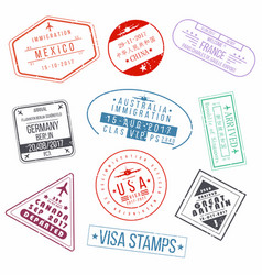 Passport visa stamps seamless pattern Royalty Free Vector