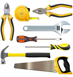 Cartoon tools icons set Royalty Free Vector Image