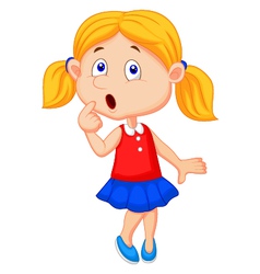 Cute girl cartoon thinking Royalty Free Vector Image