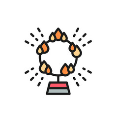 Fire ring realistic burning fiery circus circle Vector Image