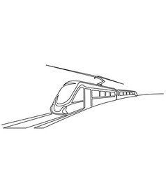 Continuous one line drawing modern passenger train