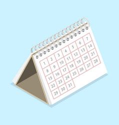 3d isometric flat concept calendar Royalty Free Vector Image