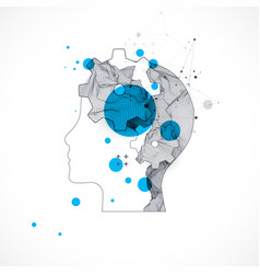 Science icon with human head Royalty Free Vector Image