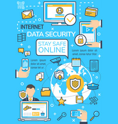 Poster of online cyber security Royalty Free Vector Image