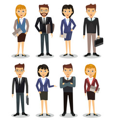 Cartoon employee team office workers group happy Vector Image