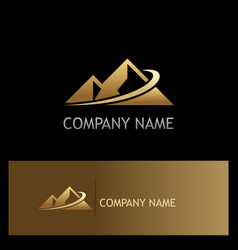 Gold mountain logo Royalty Free Vector Image - VectorStock
