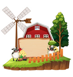 Sign template with animals in garden background Vector Image