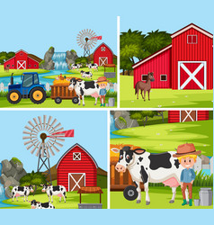 Farm horizontal landscape scene with animals Vector Image