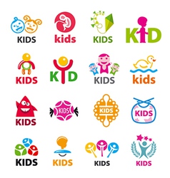 Large collection of logos children Royalty Free Vector Image