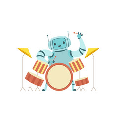 Cute robot musician playing banjo musical Vector Image