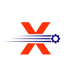 Letter m repair logo gear technology symbol Vector Image