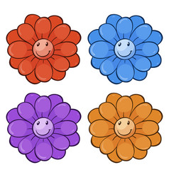 Isolated set flower in four colors Royalty Free Vector Image