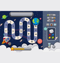 Game template with many planets in space Vector Image