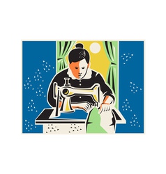 Seamstress isolated female character sewing Vector Image