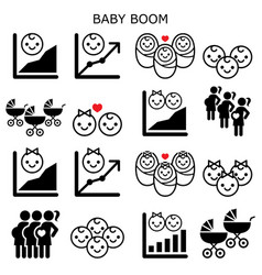 Baby boomer x generation people icons Royalty Free Vector