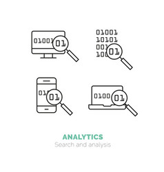 Process data analysis icon set in thin line style Vector Image