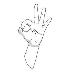 Palm hand number four gesture Royalty Free Vector Image